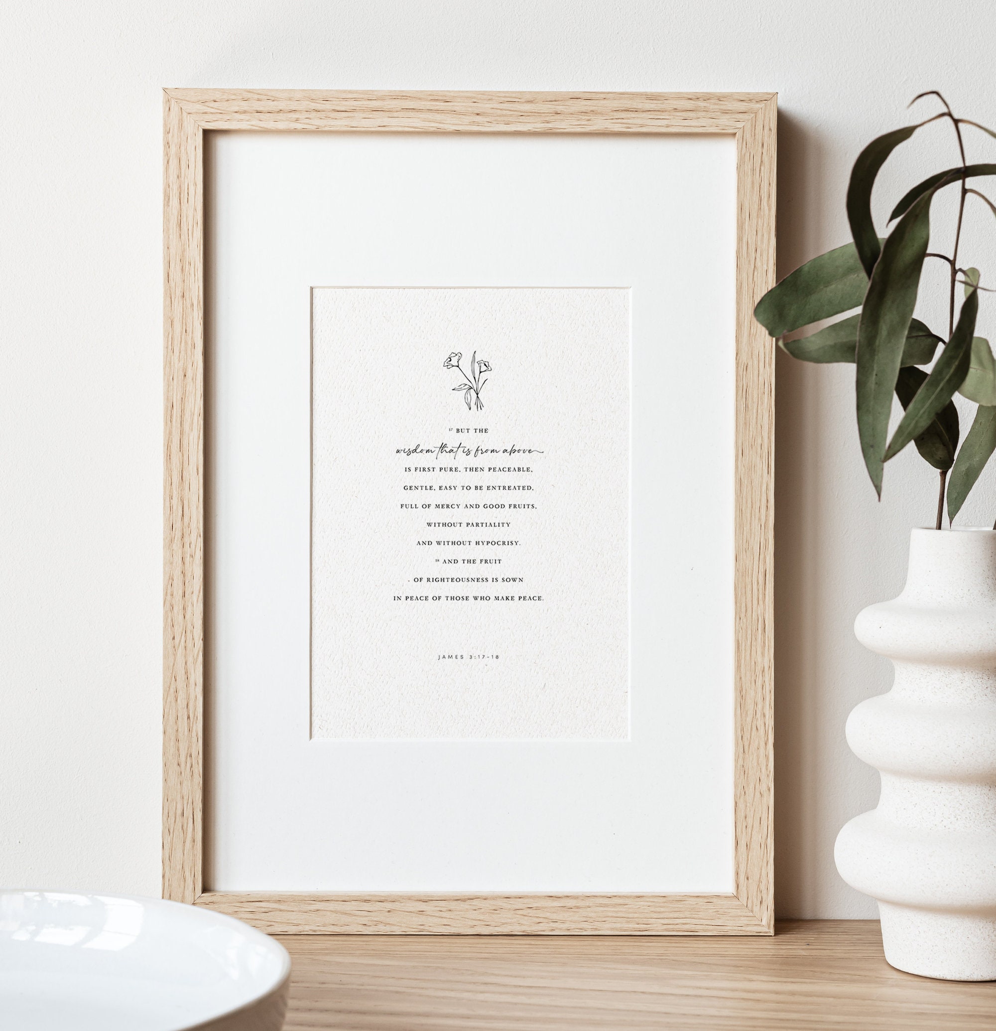 James 3:17-18 Wall Art, Nursery Bible Verse Wall Art Printable, Baptism ...