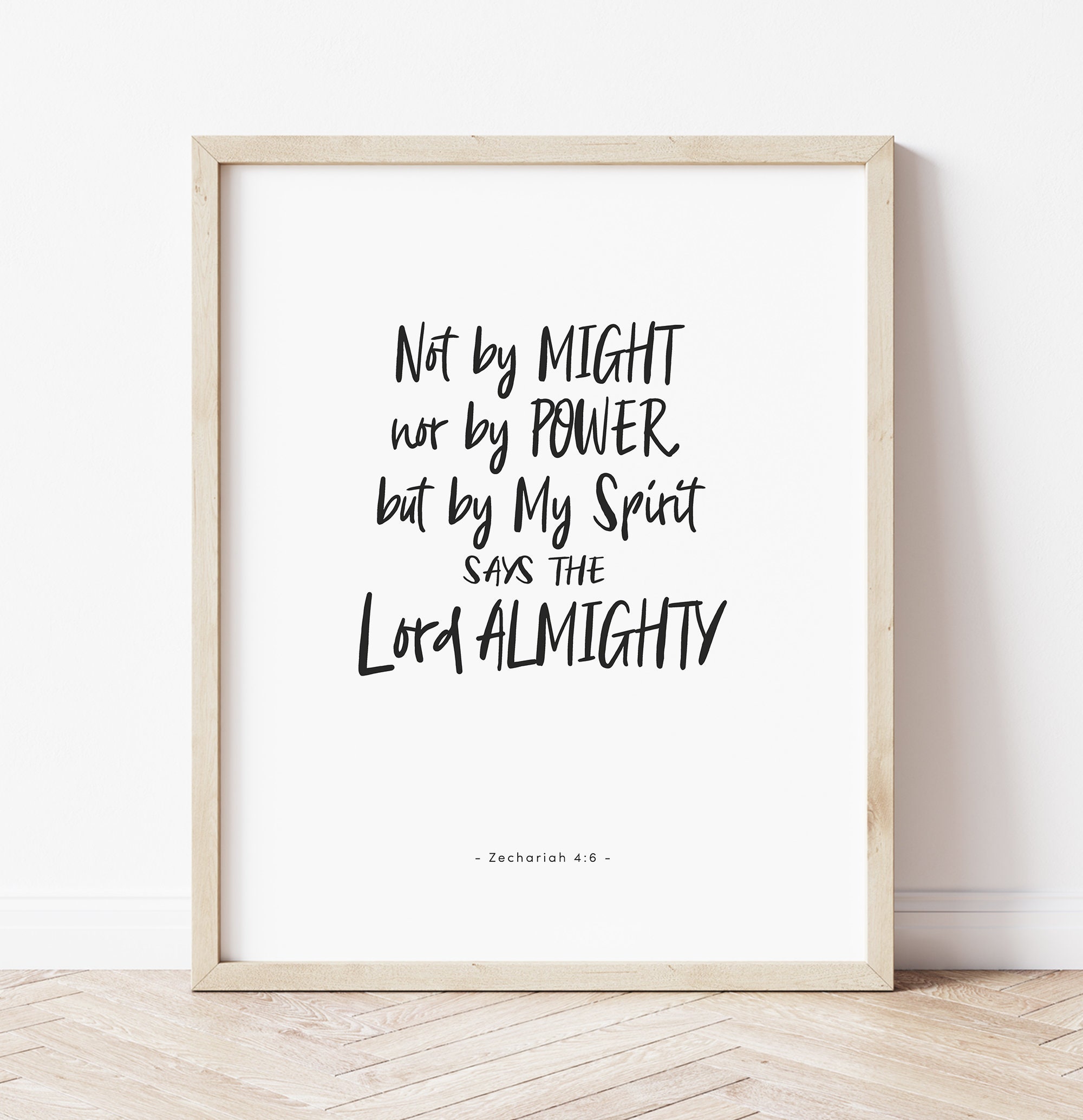 Zechariah 4:6 Wall Art, Handwritten Bible Verse Art, Scripture Wall Art ...