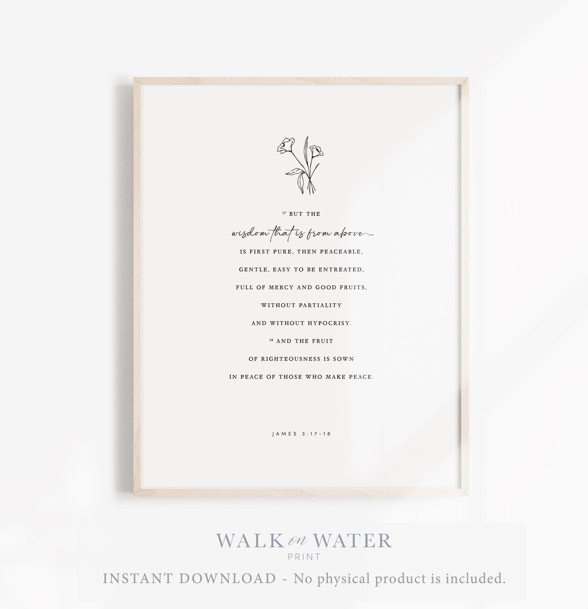 James 3:17-18 Wall Art, Nursery Bible Verse Wall Art Printable, Baptism ...