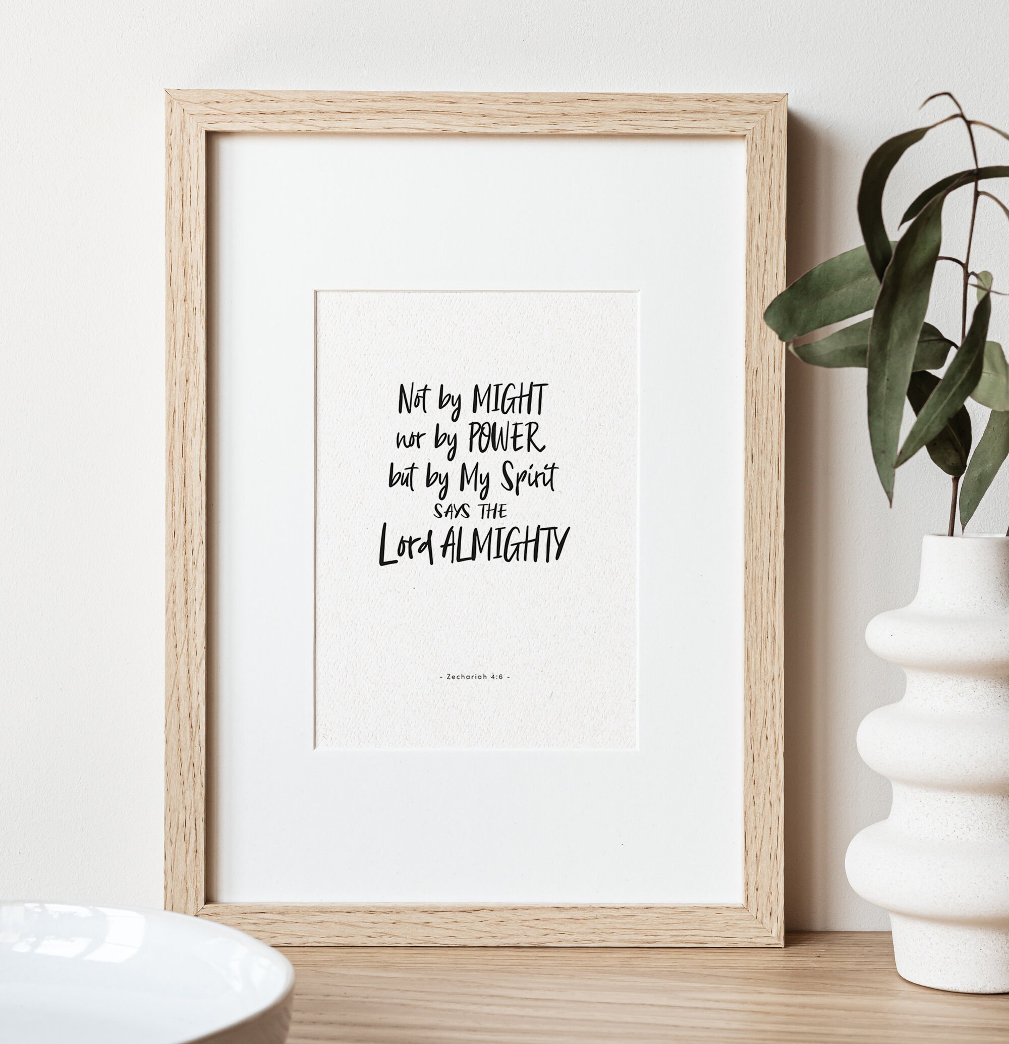 Zechariah 4:6 Wall Art, Handwritten Bible Verse Art, Scripture Wall Art ...