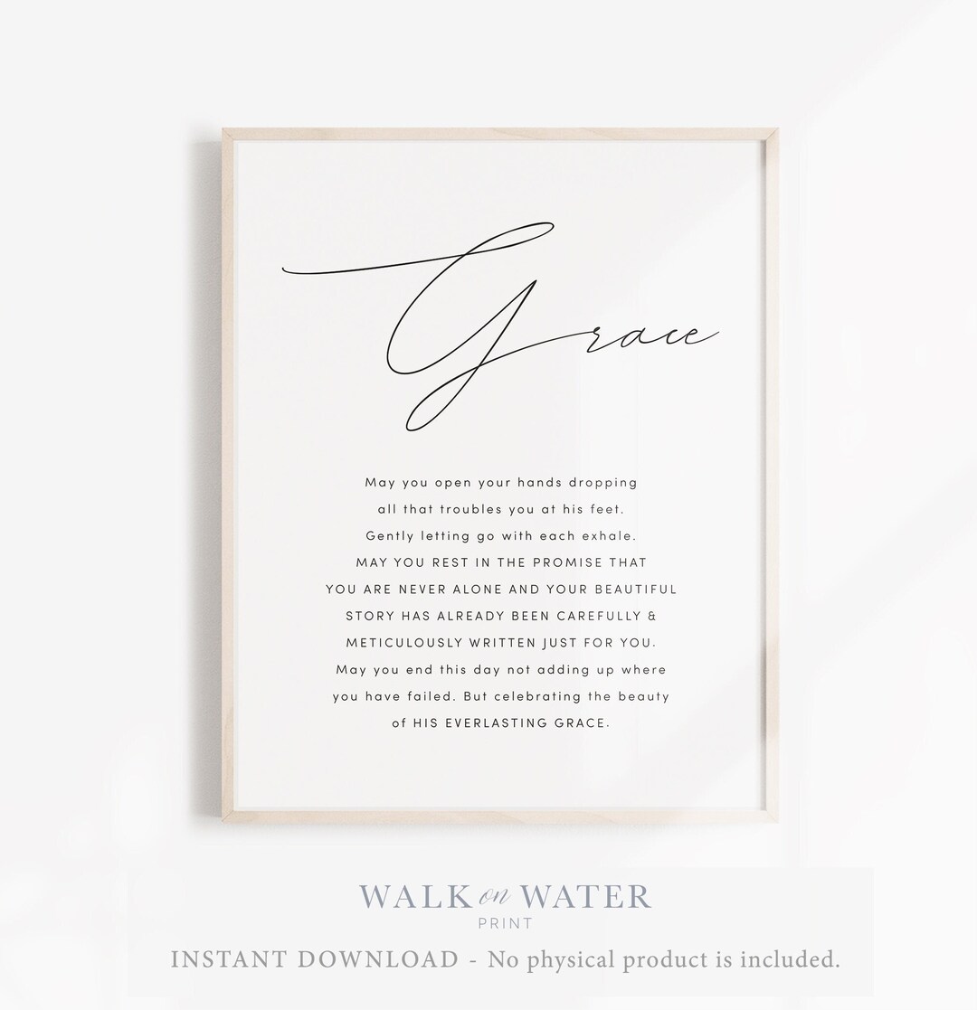 Grace Wall Art, Grace Wall Decor, Printable Wall Art Modern Christian ...