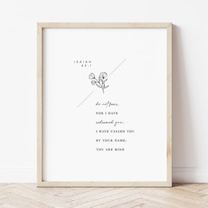 Isaiah 43:1 wall art easter bible verse wall art printable | Etsy