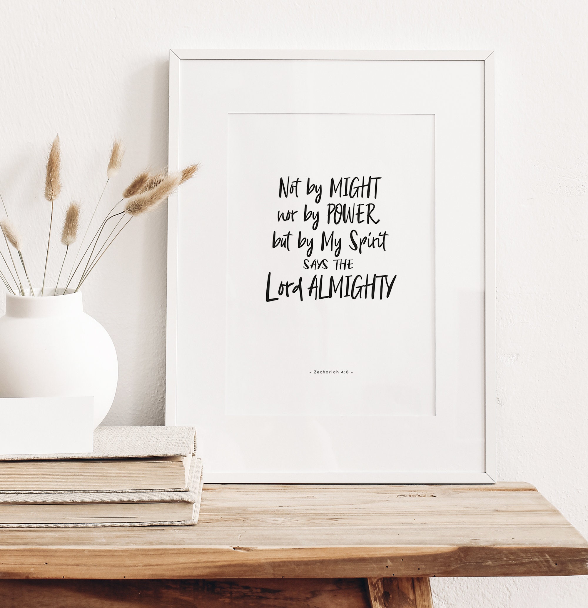 Zechariah 4:6 Wall Art, Handwritten Bible Verse Art, Scripture Wall Art ...