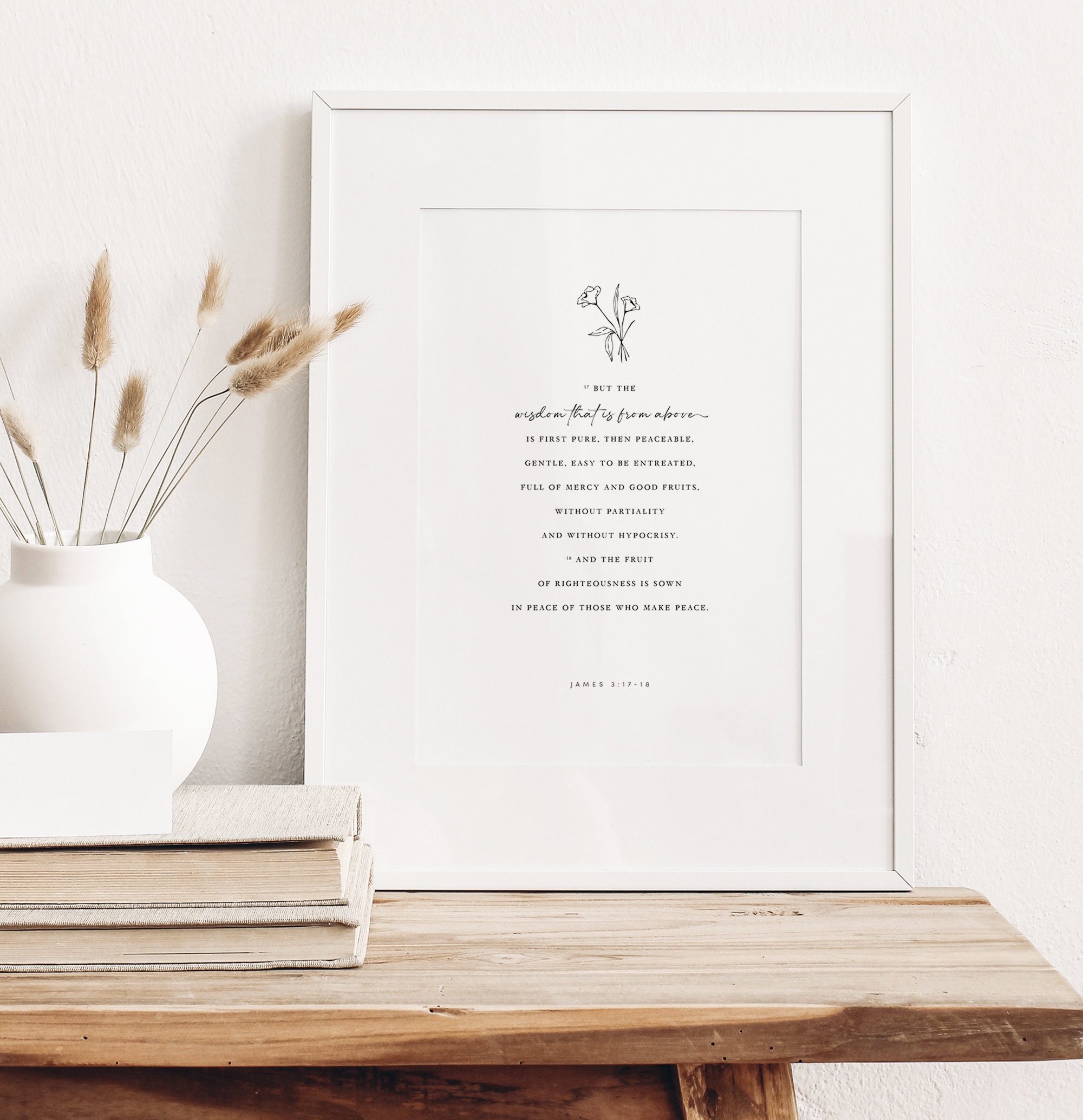 James 3:17-18 Wall Art, Nursery Bible Verse Wall Art Printable, Baptism ...