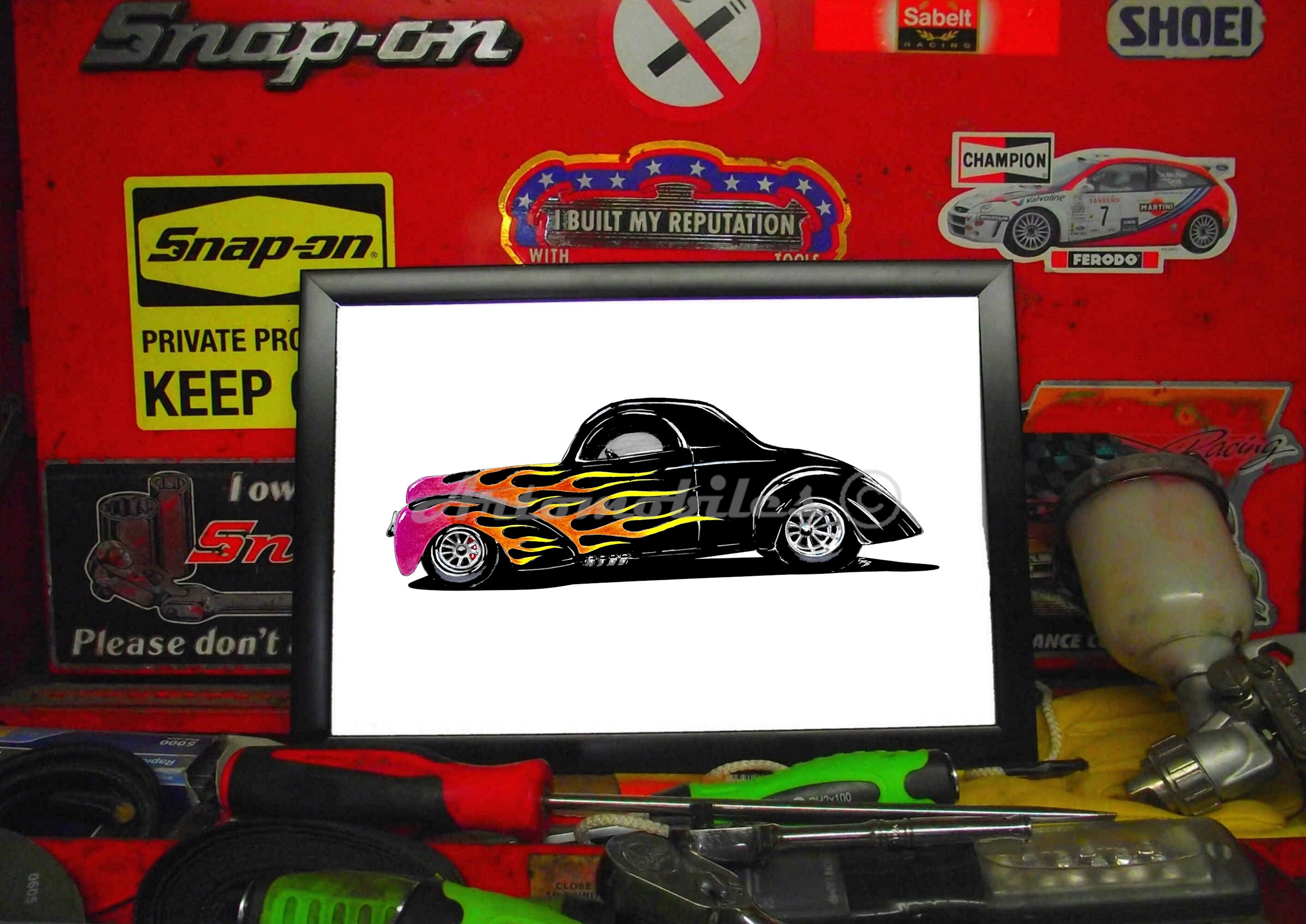 Hand-drawn Willys Coupe Hot Rod, Automotive Art Print. - Etsy