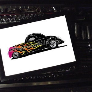 Hand-drawn Willys Coupe Hot Rod, Automotive Art Print. - Etsy