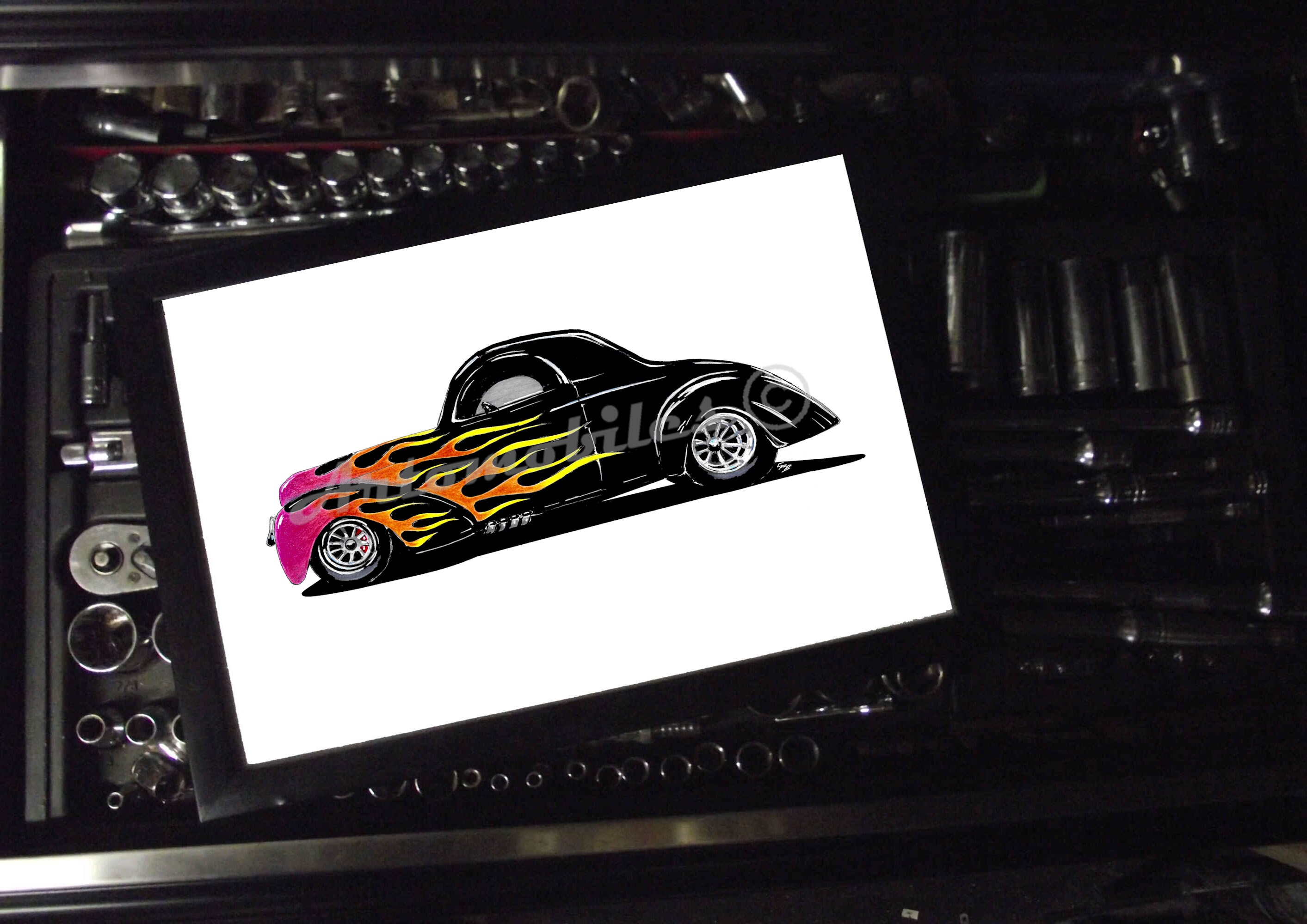 Hand-drawn Willys Coupe Hot Rod, Automotive Art Print. - Etsy