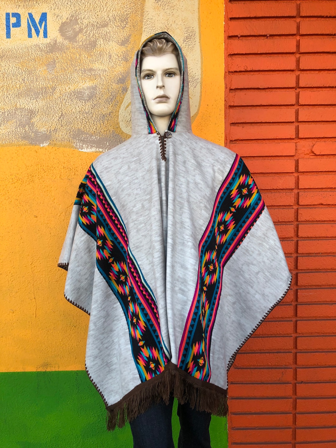 Poncho con capucha, poncho indígena, poncho artesanal, poncho peruano ...