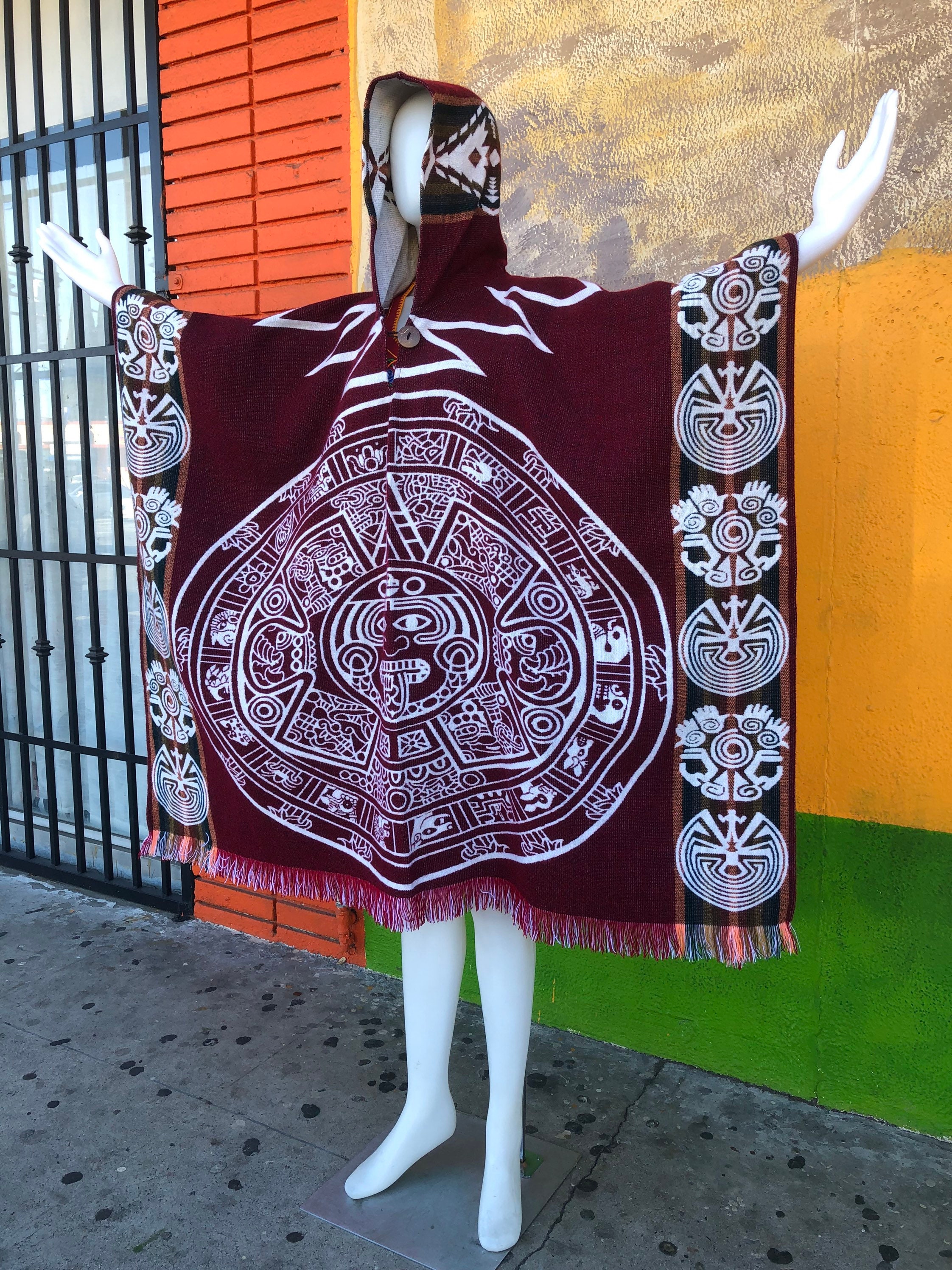 Poncho de calendario azteca, gabán de calendario azteca, sarape con ...