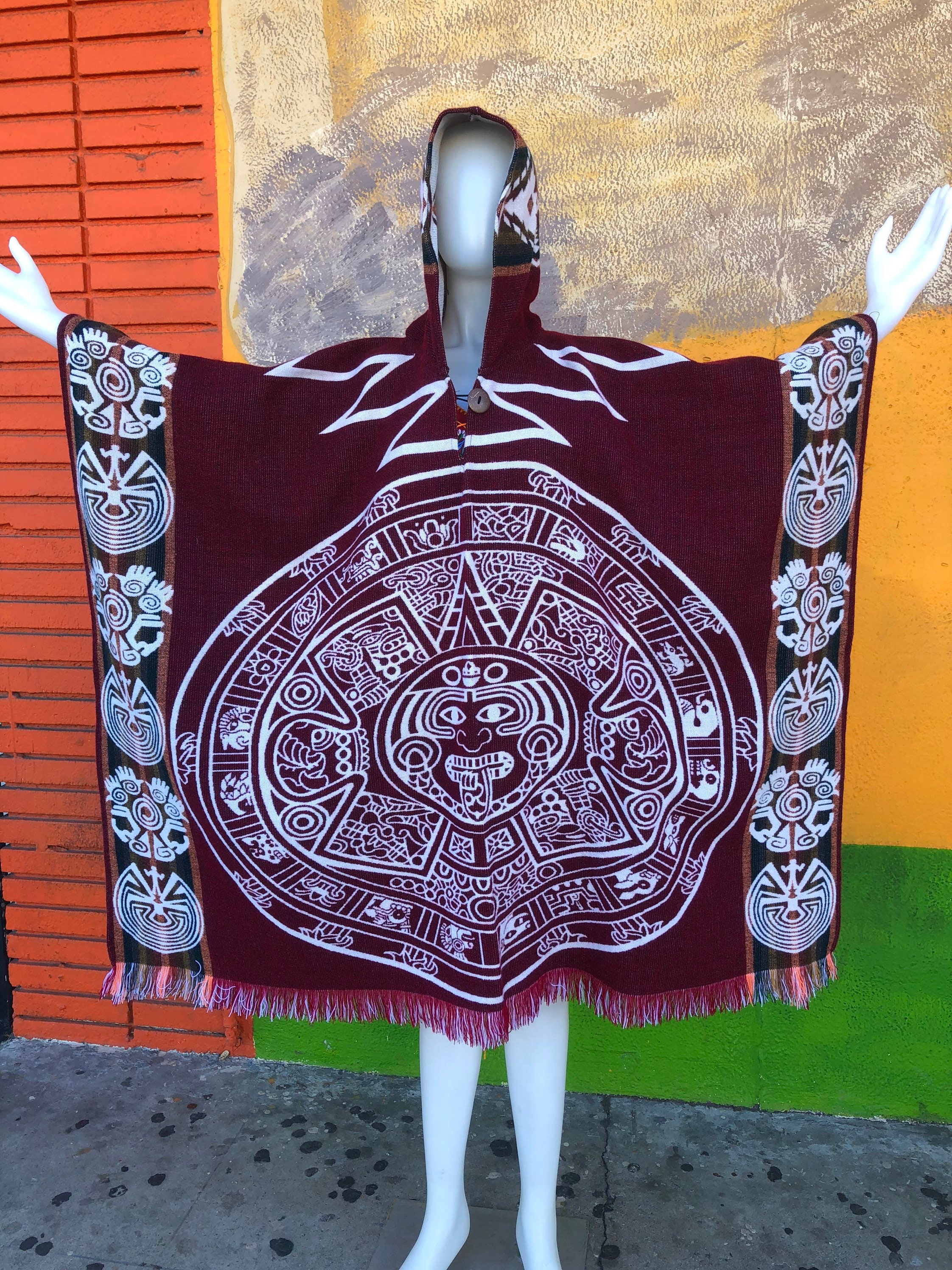 Poncho de calendario azteca, gabán de calendario azteca, sarape con ...