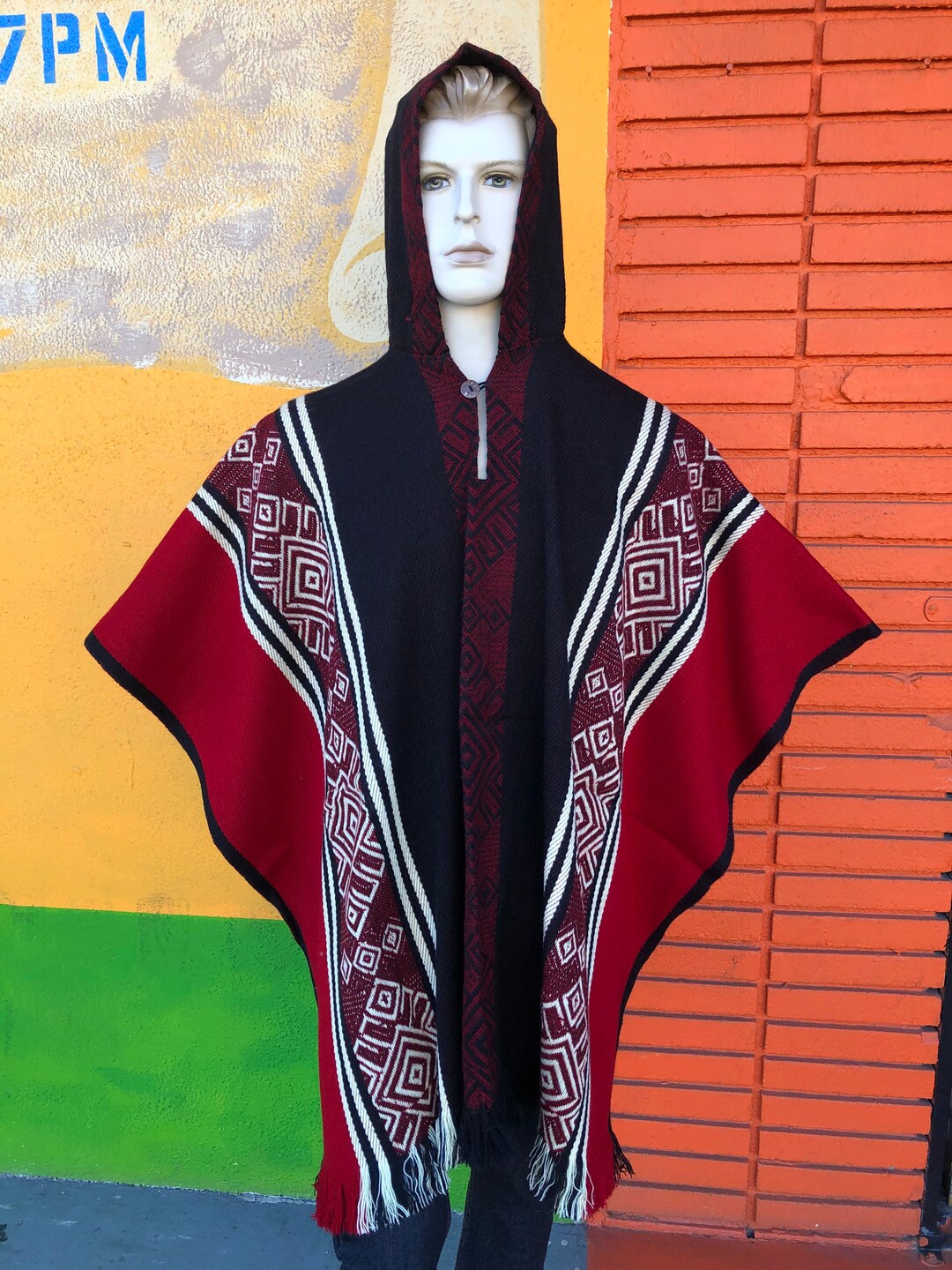 Hooded Poncho, Indigenous Poncho, Handmade Poncho, Peruvian Poncho ...