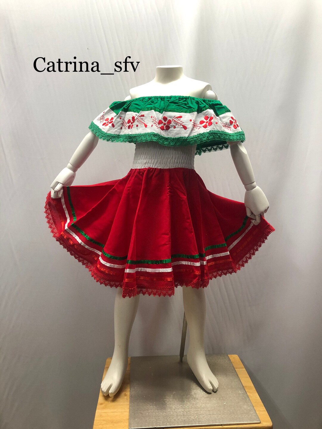 Mexican Dress, Tricolor Dress, Handmade Dress, Typical Dress, Girl's ...