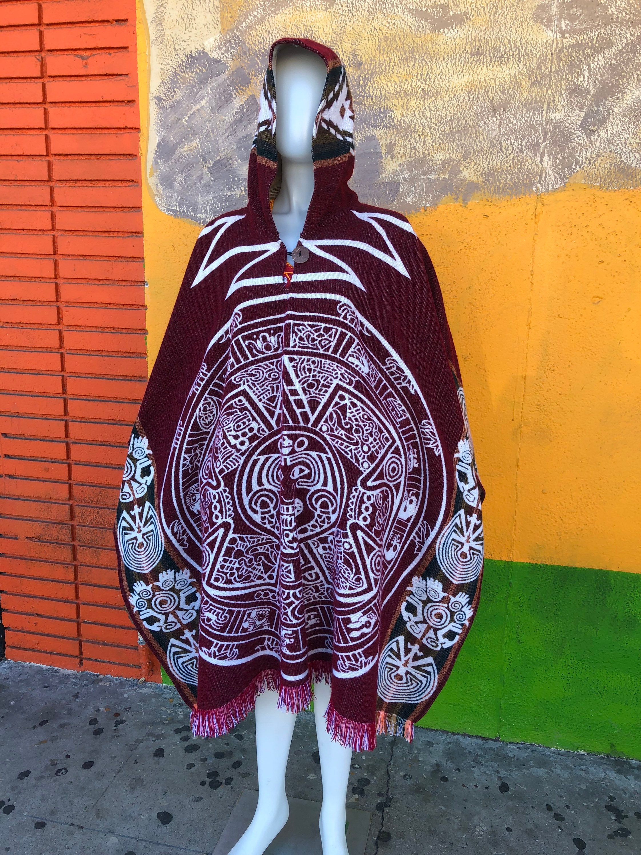 Poncho de calendario azteca, gabán de calendario azteca, sarape con ...