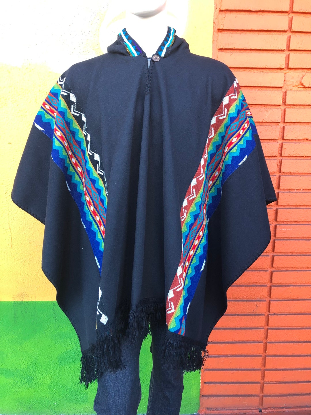 Poncho With Hood, Indigenous Poncho, Artisanal Poncho, Peruvian Poncho ...