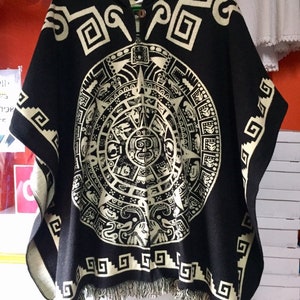 Aztec Calendar Poncho, Aztec Calendar Coat, Sarape With Aztec Calendar ...