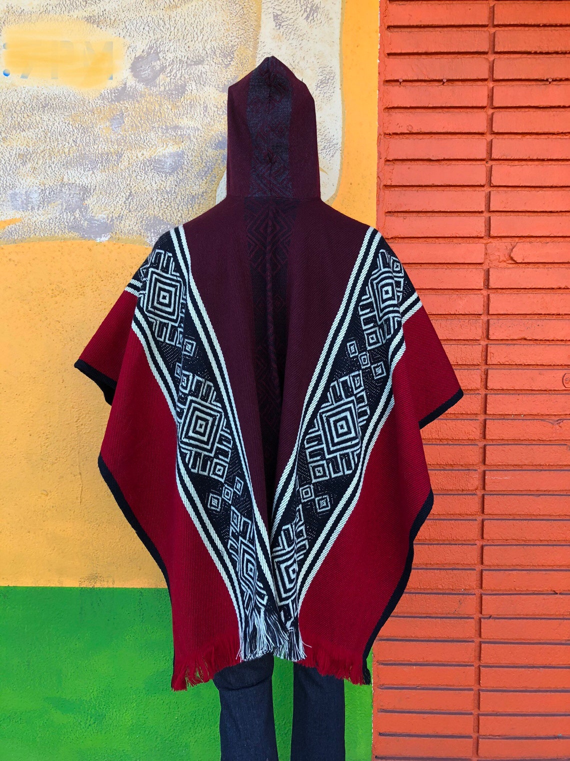 Poncho With Hood Indigenous Poncho Artisanal Poncho | Etsy UK