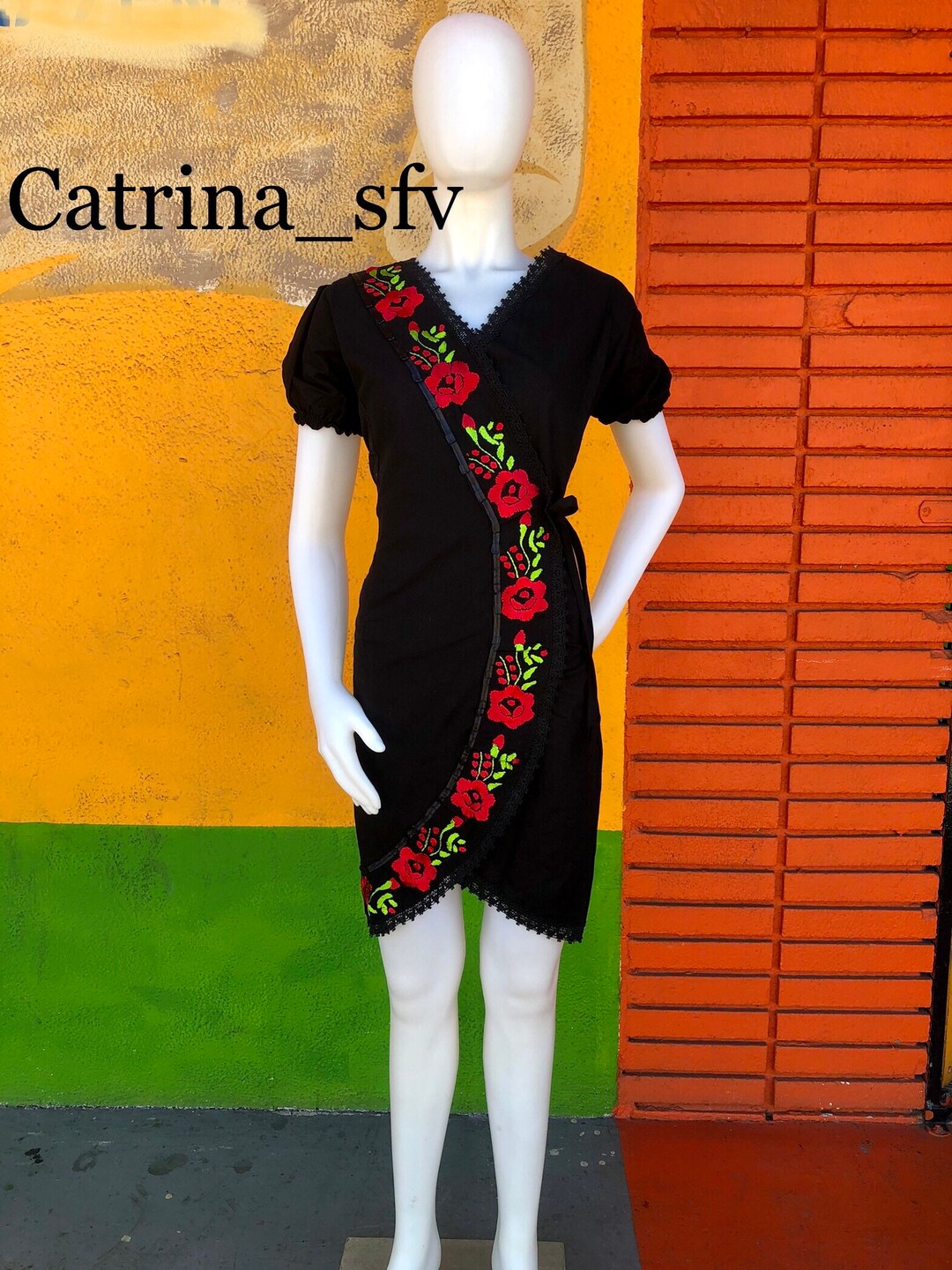 Mexican Dress, Catrina Dress, Embroidered Dress, Mexican Party, Cinco ...