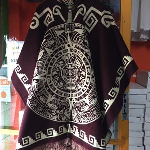 Aztec Calendar Poncho, Aztec Calendar Coat, Sarape With Aztec Calendar ...