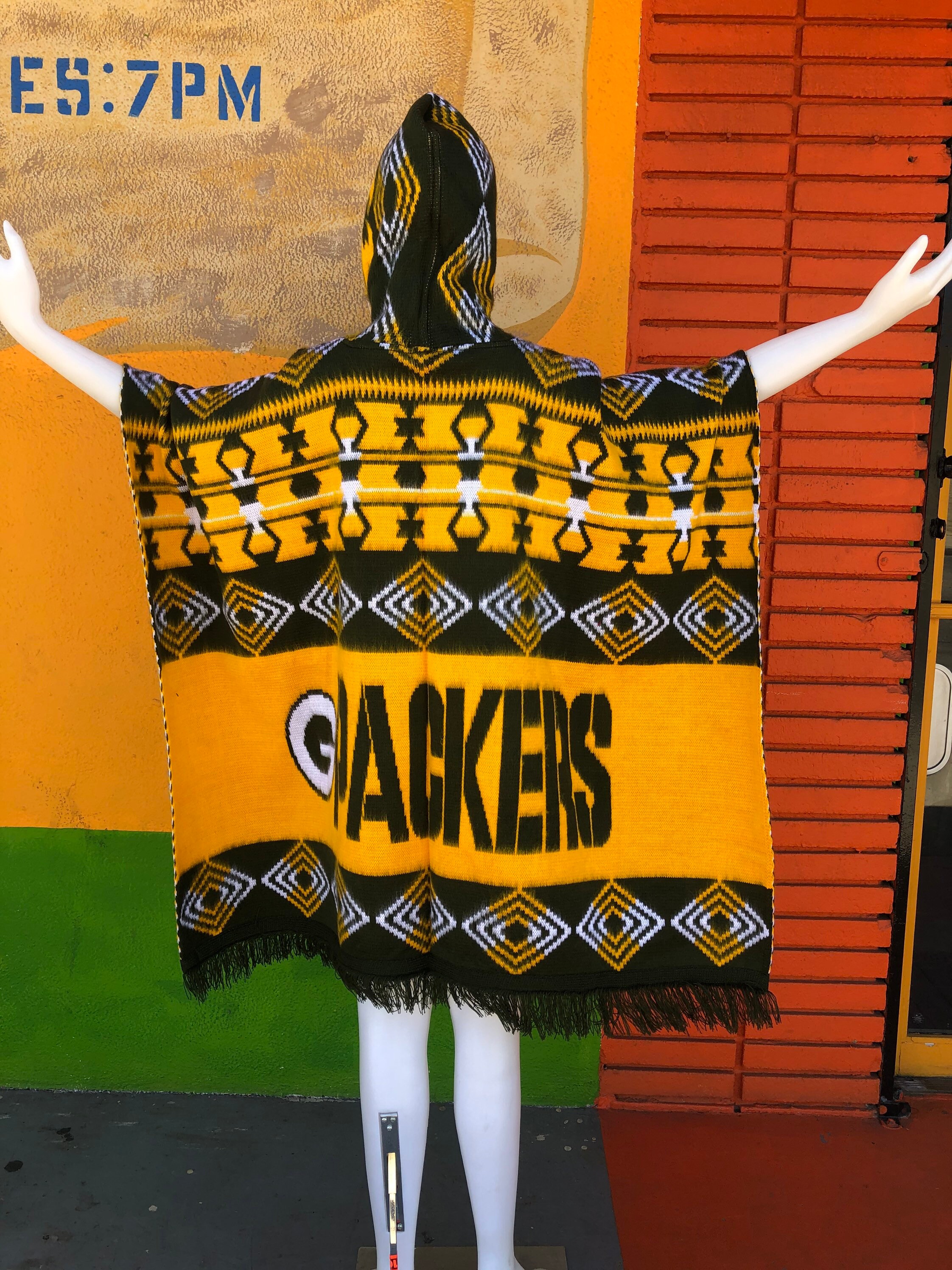 Green Bay poncho, sport poncho, hooded poncho, hooded overcoat, G ...