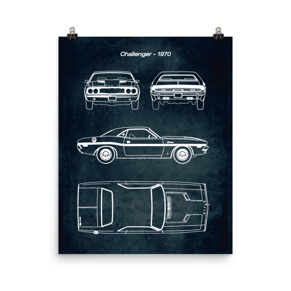 Challenger 1970 / American Muscle Car / Blueprint Poster - Etsy
