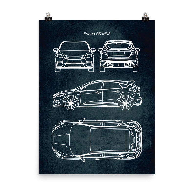 Buy Focus RS MK3 / Car Blueprint Poster / Vintage Style Home Decor ...