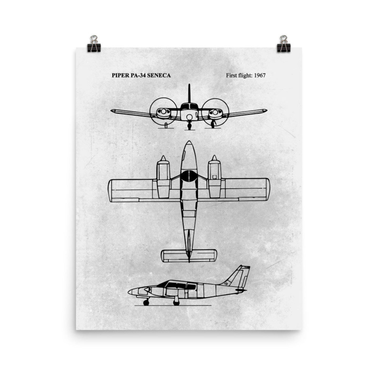 Piper PA-34 SENECA 1967 / Airplane Pilot Aircraft Lovers - Etsy