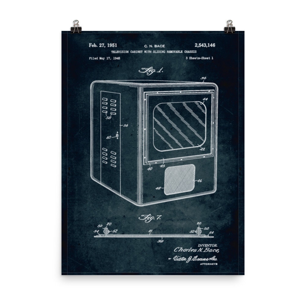 1948 television Cabinet / Patent Poster Blueprint / Vintage - Etsy