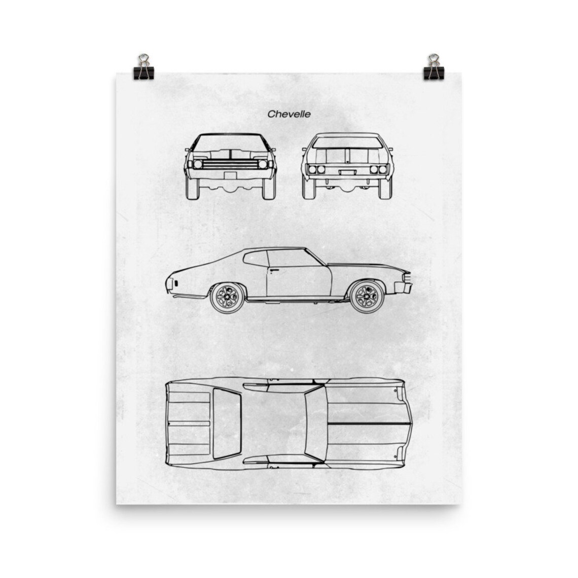 Chevelle / Car Blueprint Poster / Vintage Style Home Decor - Etsy