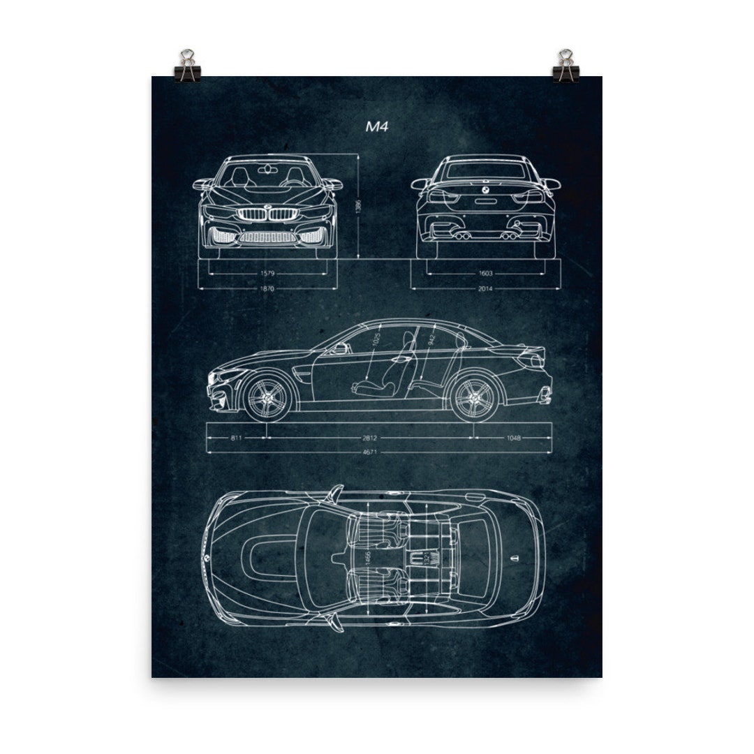 M4 / Car Blueprint Poster / Vintage Style Home Decor - Etsy