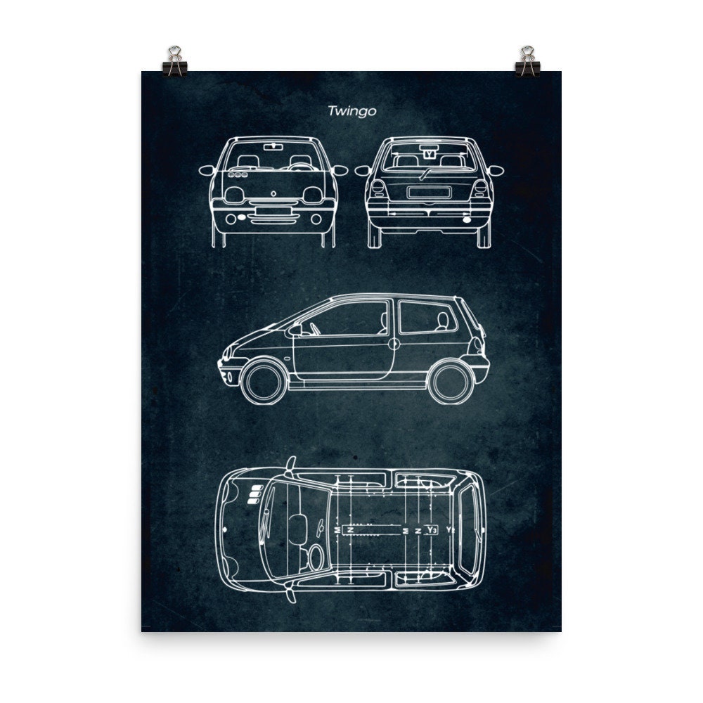 Twingo / Car Blueprint Poster / Vintage Style Home Decor - Etsy