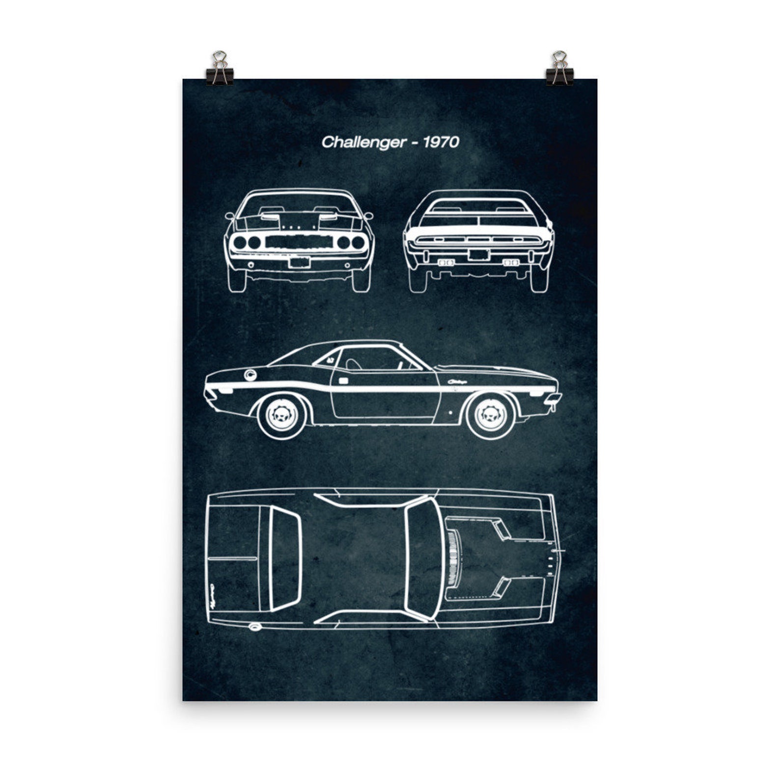 Challenger 1970 / American Muscle Car / Blueprint Poster - Etsy France