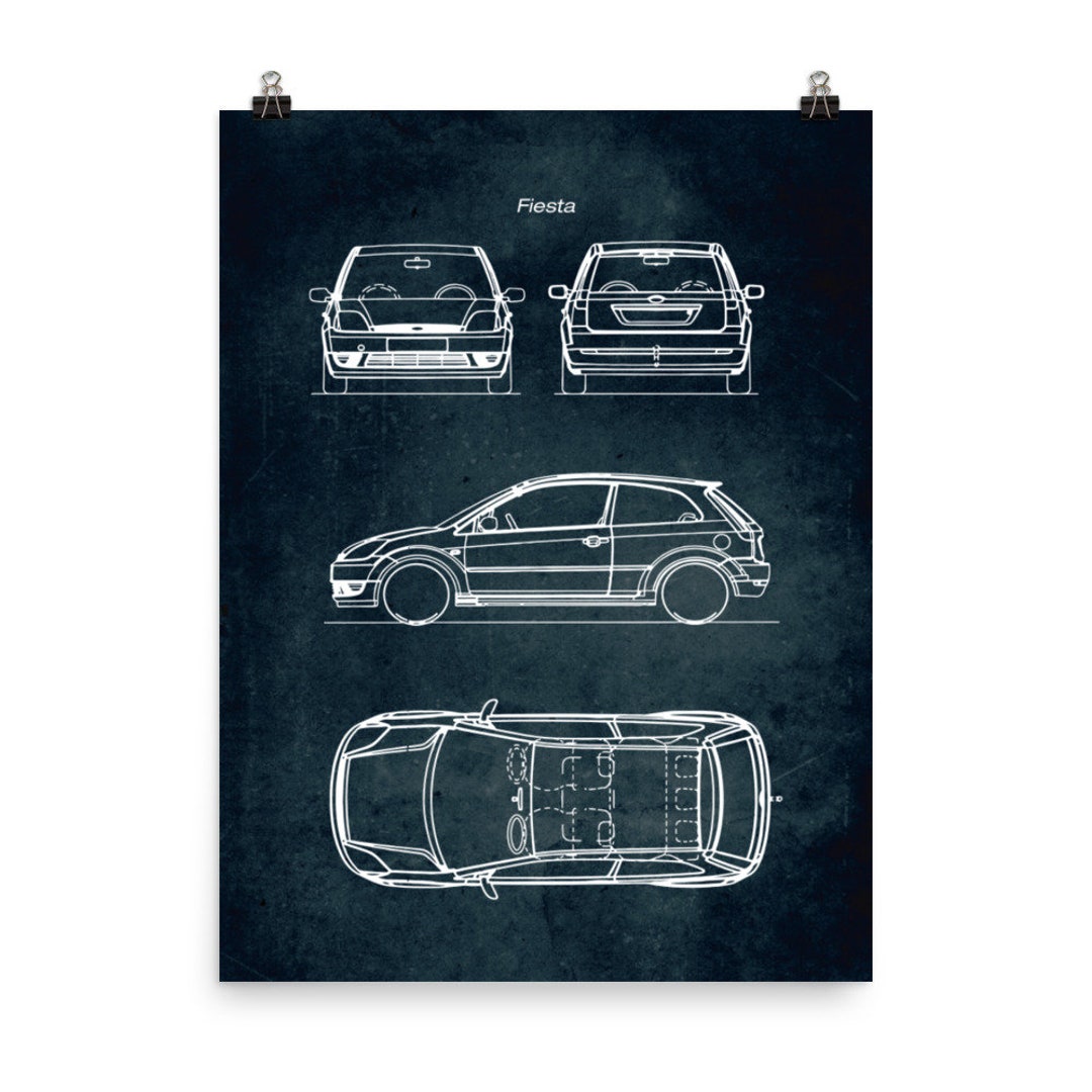 Fiesta / Car Blueprint Poster / Vintage Style Home Decor - Etsy