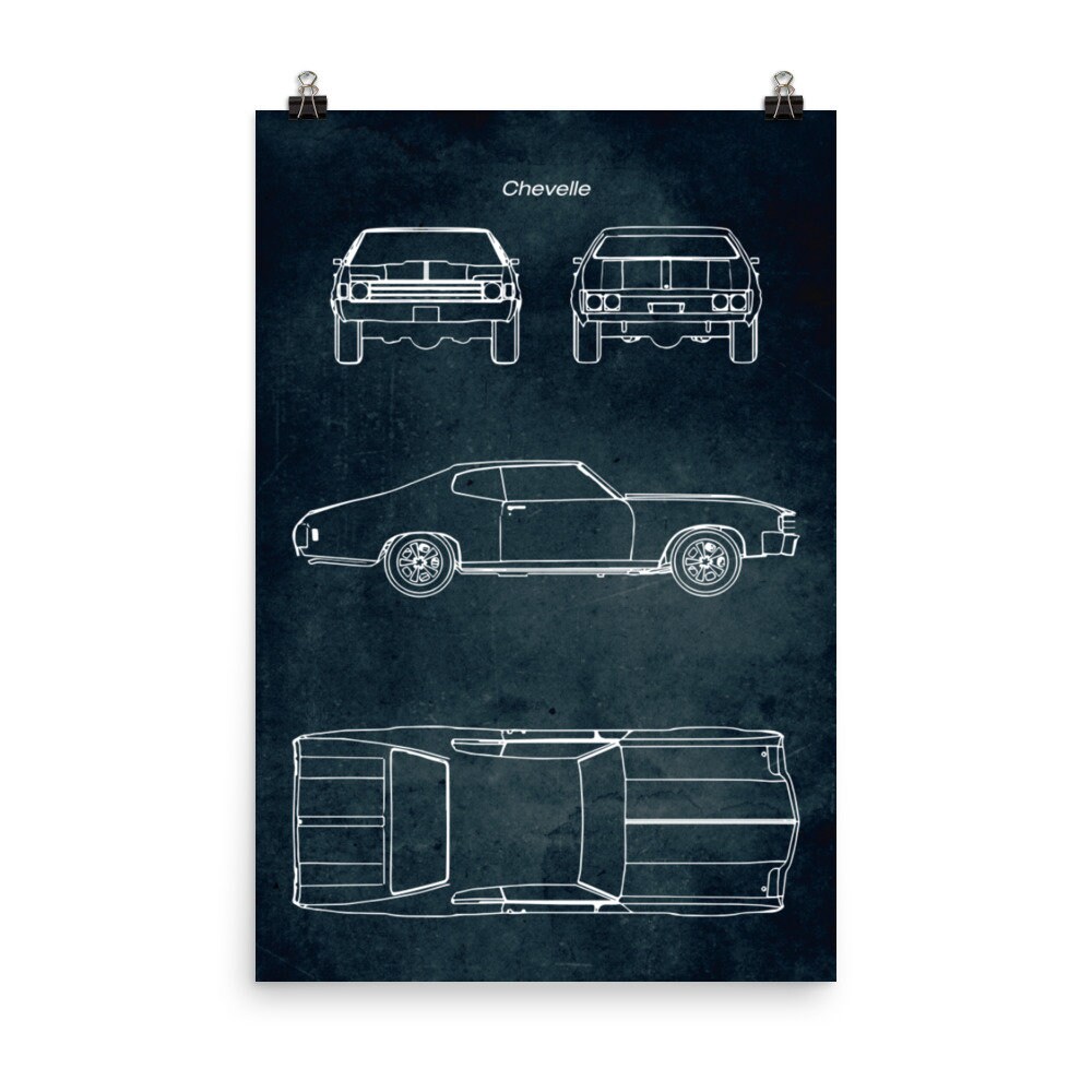 Chevelle / Car Blueprint Poster / Vintage Style Home Decor - Etsy