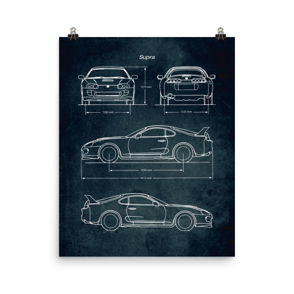 Supra / Car Blueprint Poster / Vintage Style Home Decor - Etsy