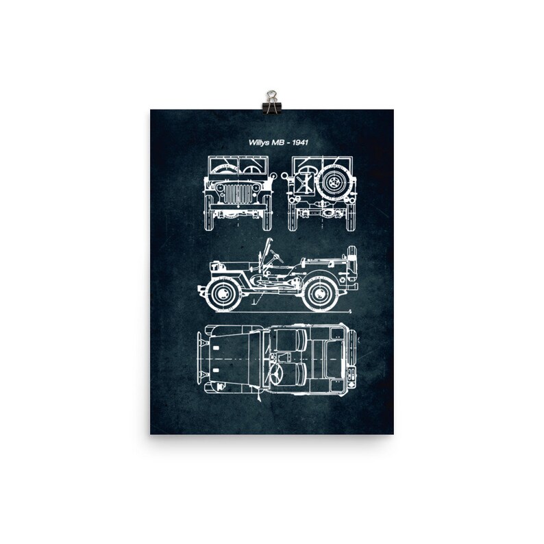Willys MB 1941 / Car Blueprint Poster / Vintage Style Home - Etsy