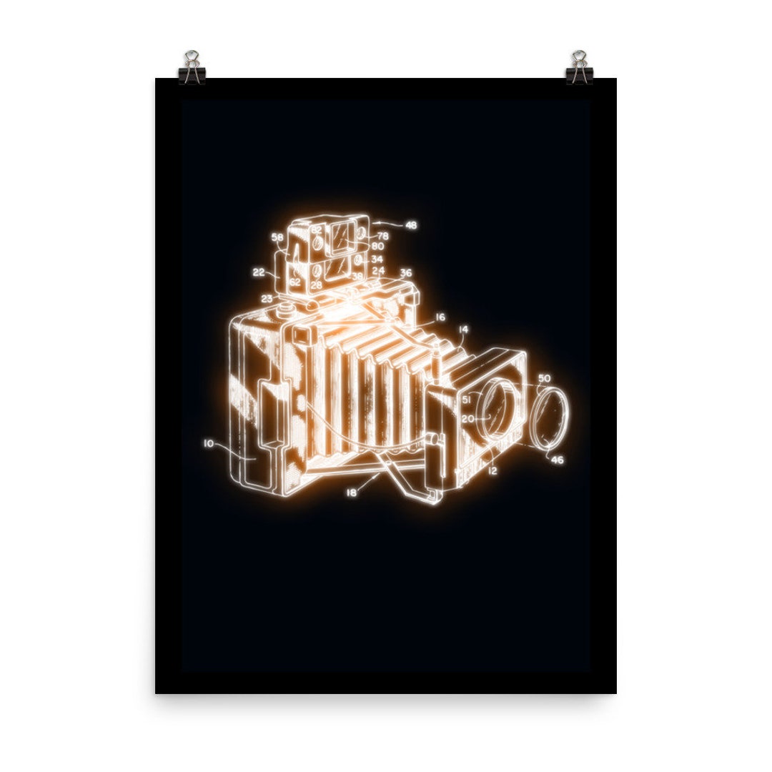 Camera Neon Poster / Neon Effect Poster / 80s Vintage Style - Etsy