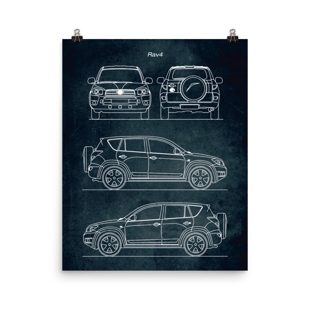 Rav4 / Car Blueprint Poster / Vintage Style Home Decor - Etsy