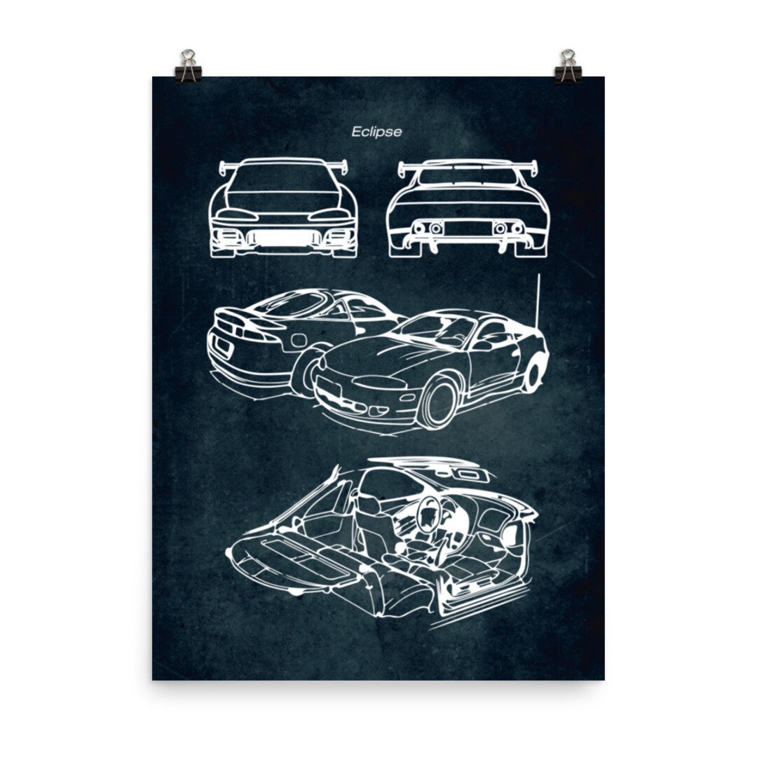 Eclipse / Car Blueprint Poster / Vintage Style Home Decor - Etsy