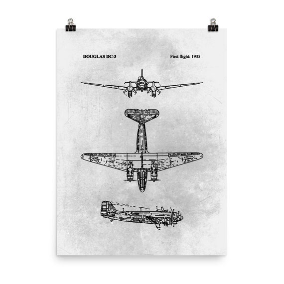 DOUGLAS DC-3 First flight 1935 / Airplane pilot Aircraft | Etsy
