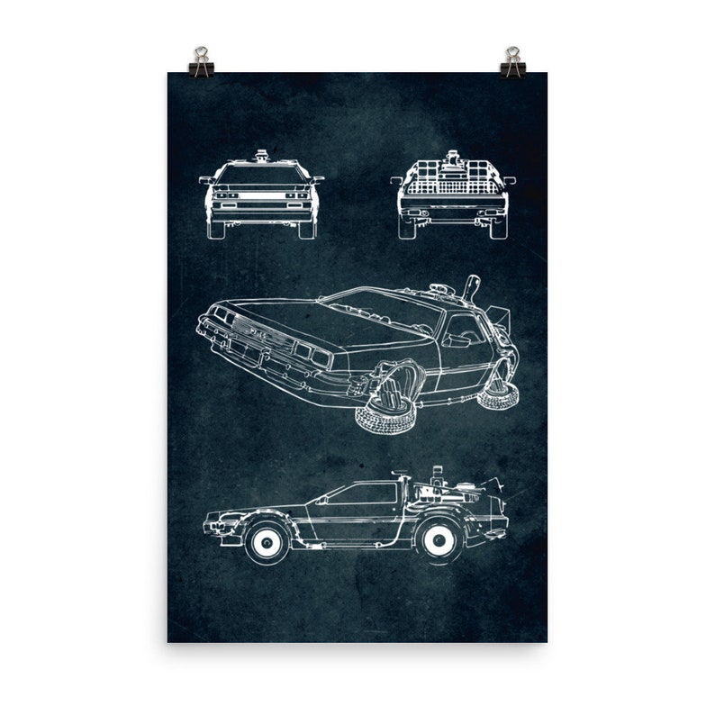 Delorean DMC BTTF / Car Blueprint Poster / Vintage Style Home Decor - Etsy