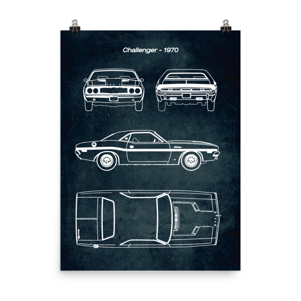 Challenger 1970 / American Muscle Car / Blueprint Poster - Etsy