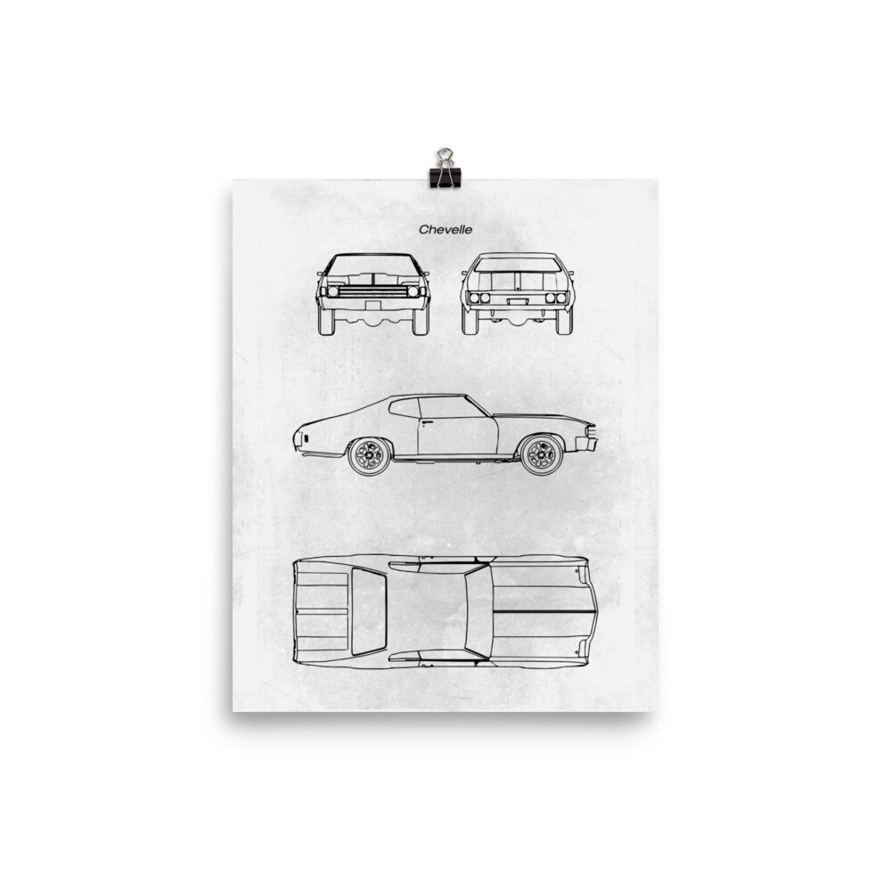 Chevelle / Car Blueprint Poster / Vintage Style Home Decor - Etsy