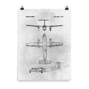 Dash 8 Q400 / Airplane, Pilot, Aircraft Lovers Gift / Plane Blueprint ...