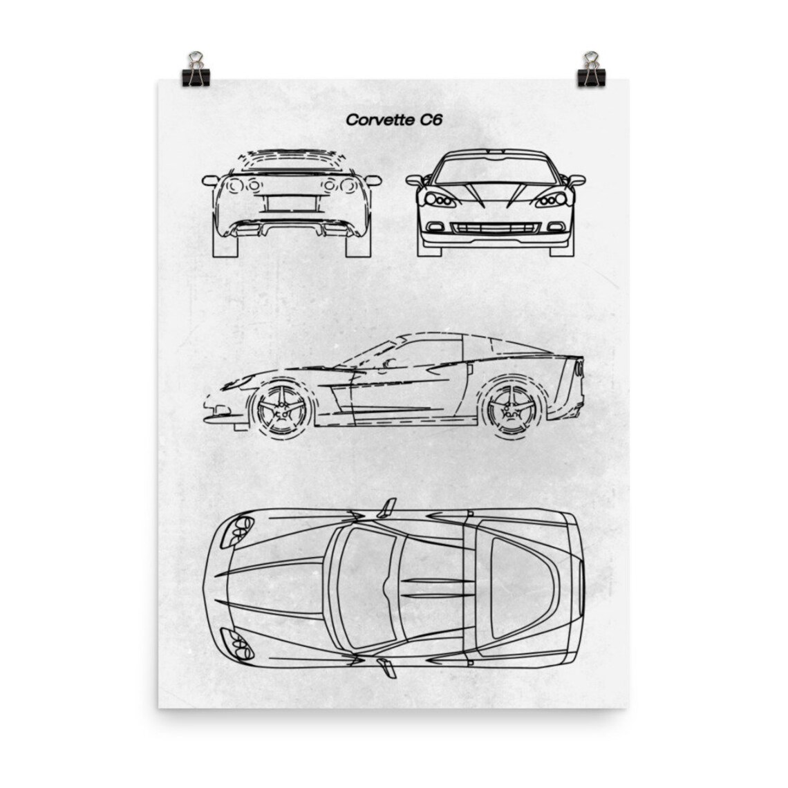 Corvette C6 / Car Blueprint Poster / Vintage Style Home Decor - Etsy