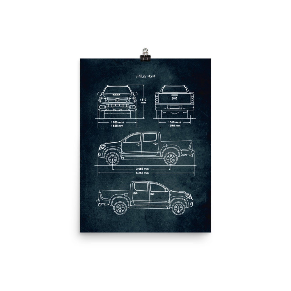 Hilux 4x4 / Car Blueprint Poster / Vintage Style Home Decor - Etsy