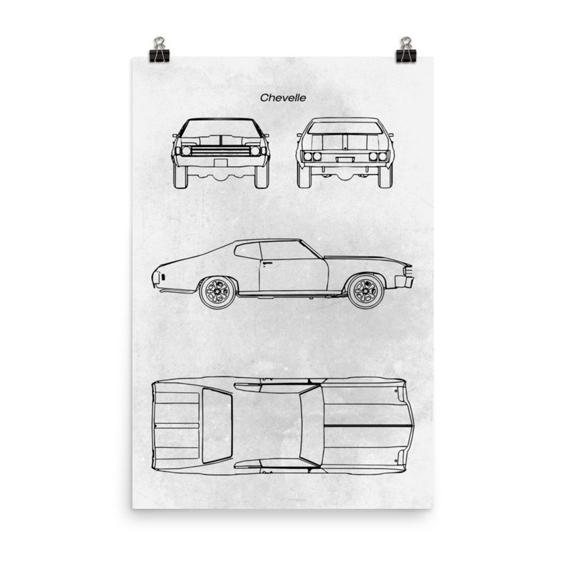 Chevelle / Car Blueprint Poster / Vintage Style Home Decor - Etsy
