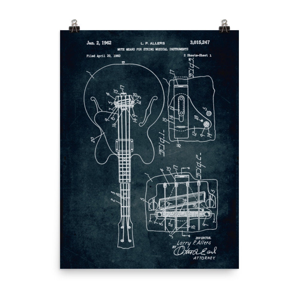 String Musical Instruments / Music Patent Poster / Blueprint - Etsy