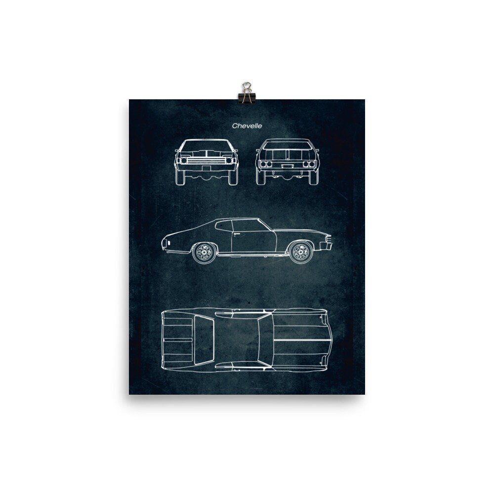 Chevelle / Car Blueprint Poster / Vintage Style Home Decor - Etsy