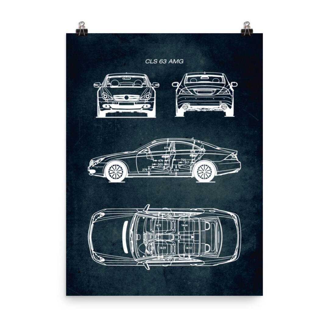 CLS 64 AMG / Car Blueprint Poster / Vintage Style Home Decor - Etsy