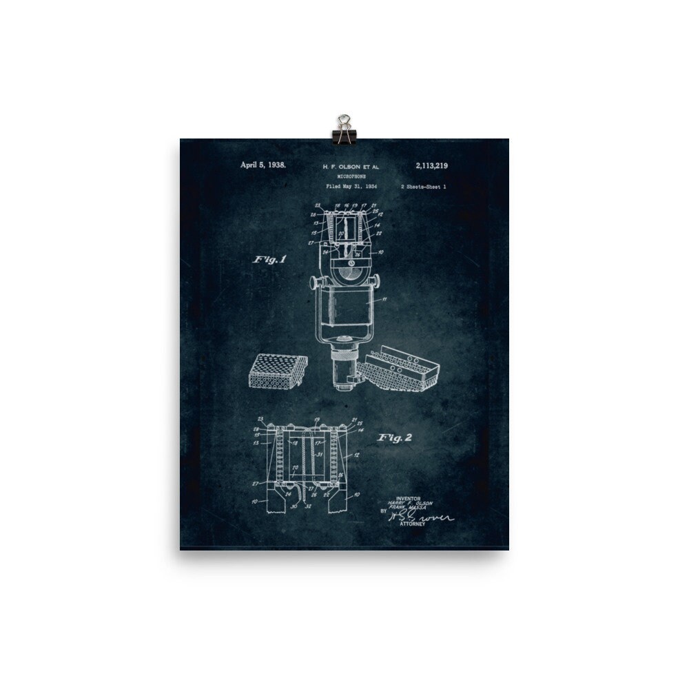 Microphone / Music Patent Poster / Blueprint Home Decor / - Etsy Canada